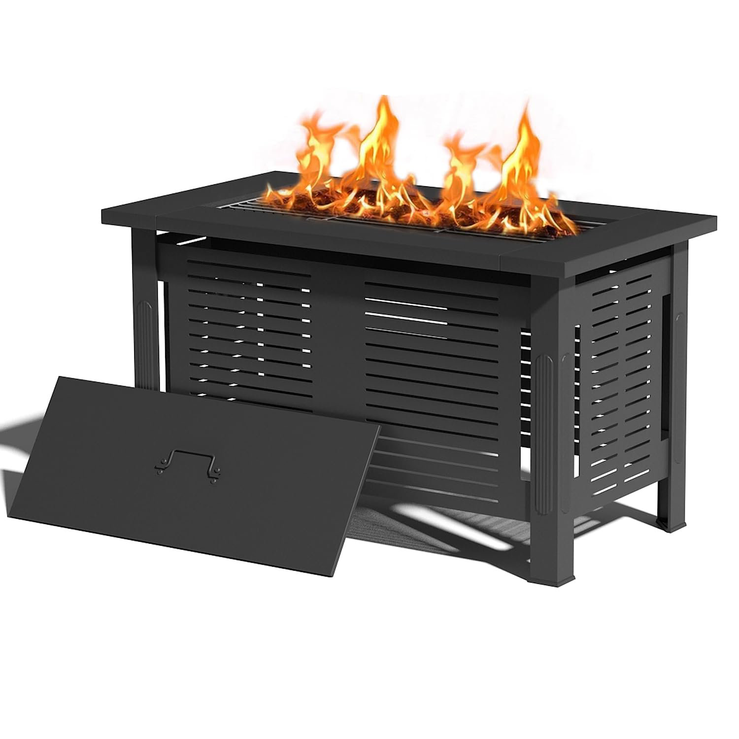 Red Barrel Studio® Rectangular Outdoor Metal Fire Pit With Cover | Wayfair