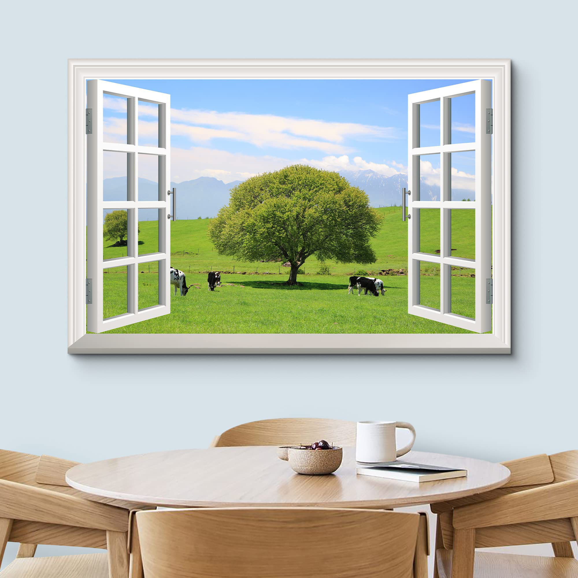 IDEA4WALL Window View of Cows Grazing in Tree Field Nature Animals ...
