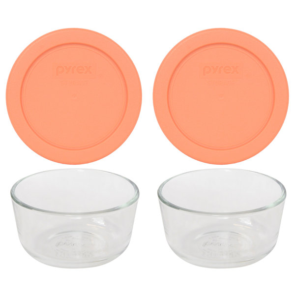 Pyrex (2) 7202 1-Cup Glass Bowls & (2) 7202-PC 1-Cup Lids | Wayfair