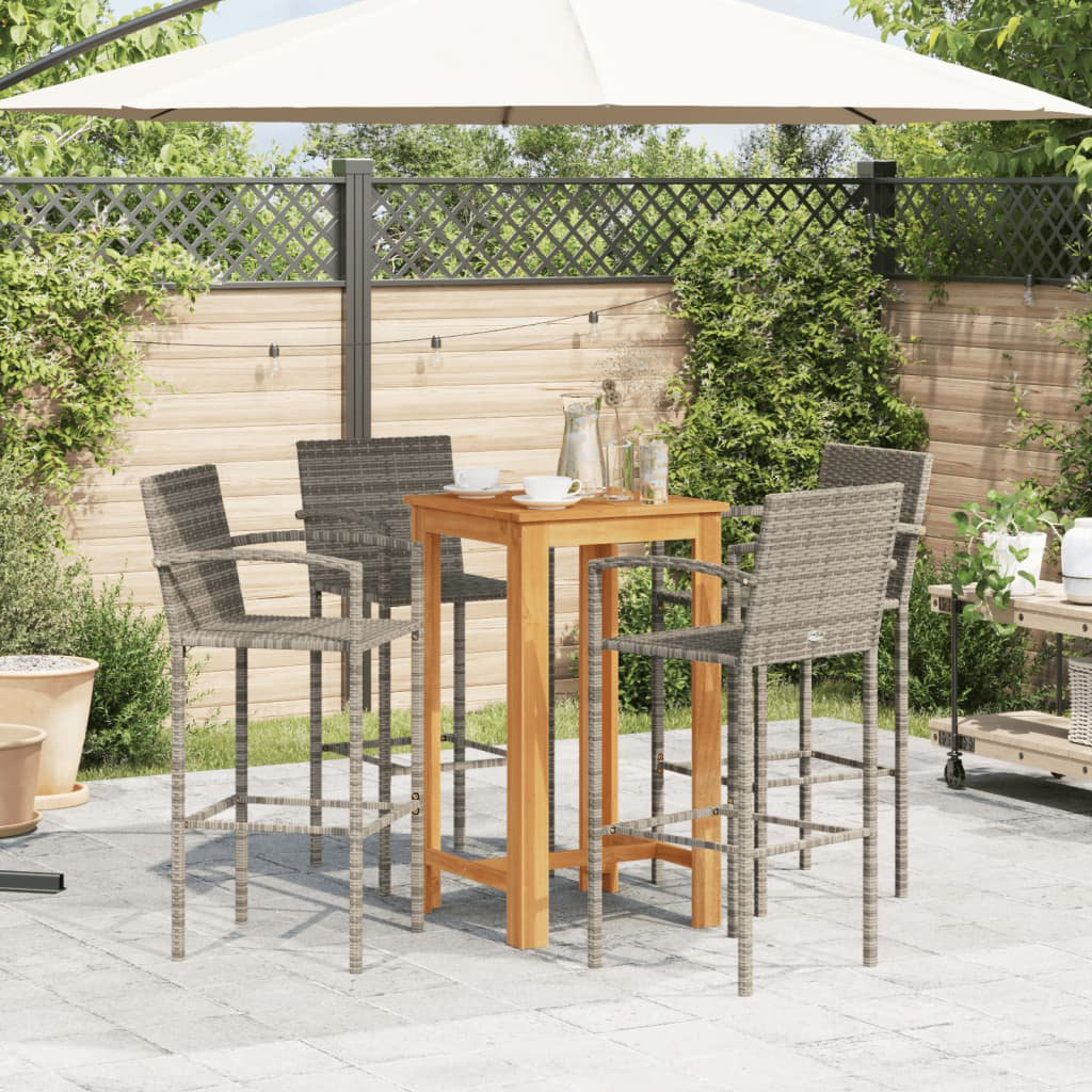 Wildon Home® 5 Piece Patio Bar Set Solid Wood Acacia And Poly Rattan ...