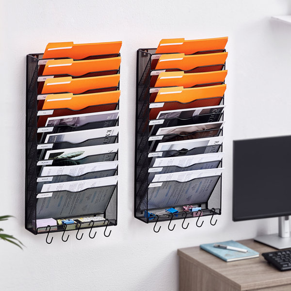 VEVOR File Wall Rack Mesh Wall File Holder 2-Piece 10 Pockets for ...