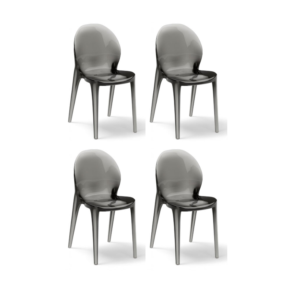 Ivy Bronx SET OF 4 POLYCARBONATE CHAIRS RUBY - GREY | Wayfair.ie