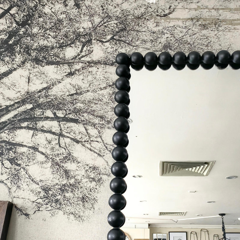 Dakota Fields 36" Metal Black Beaded Rectangular Wall Mirror | Wayfair