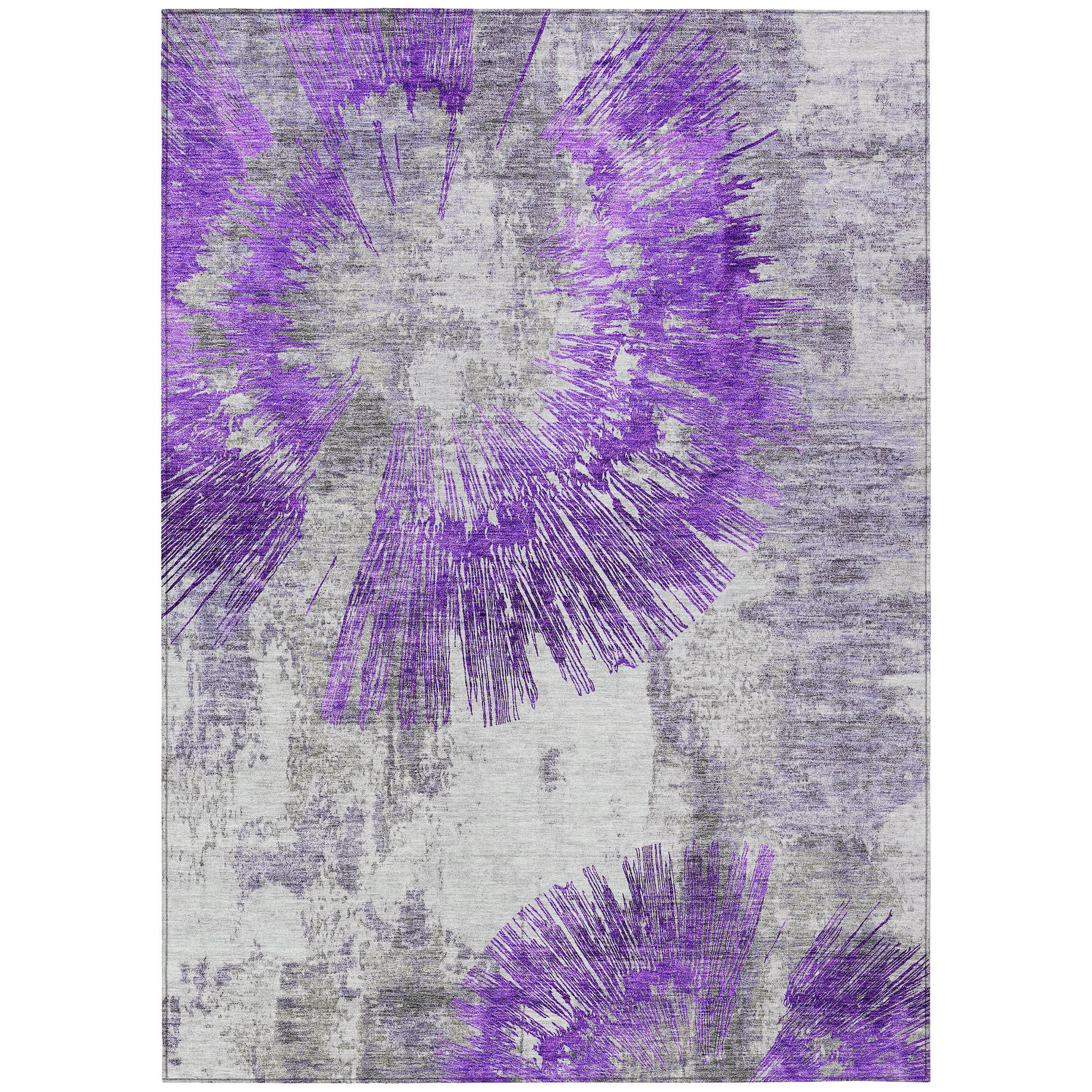 HomeRoots 8' X 10' Purple Gray And Charcoal Abstract Washable Indoor ...