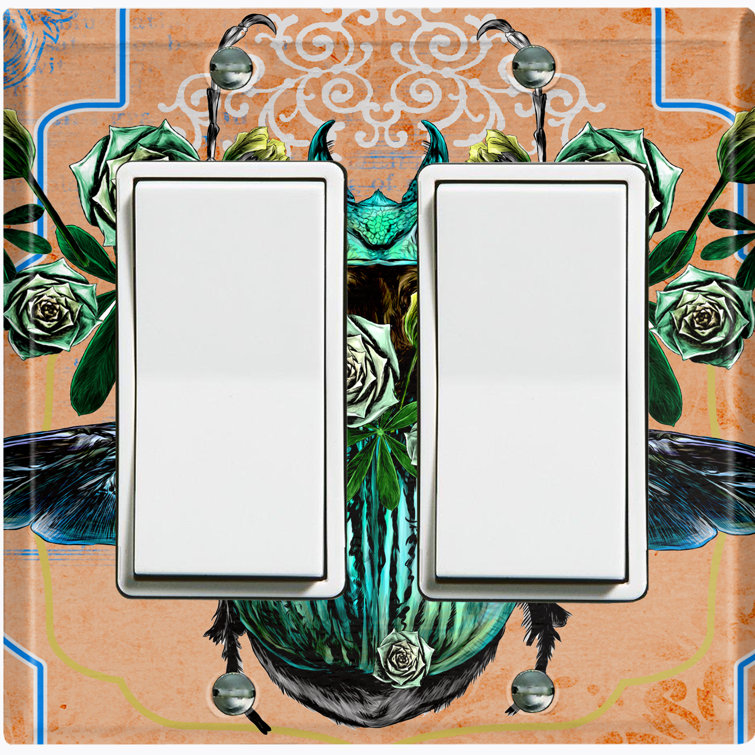 WorldAcc Metal Light Switch Plate Outlet Cover (Teal Beetle Flower ...
