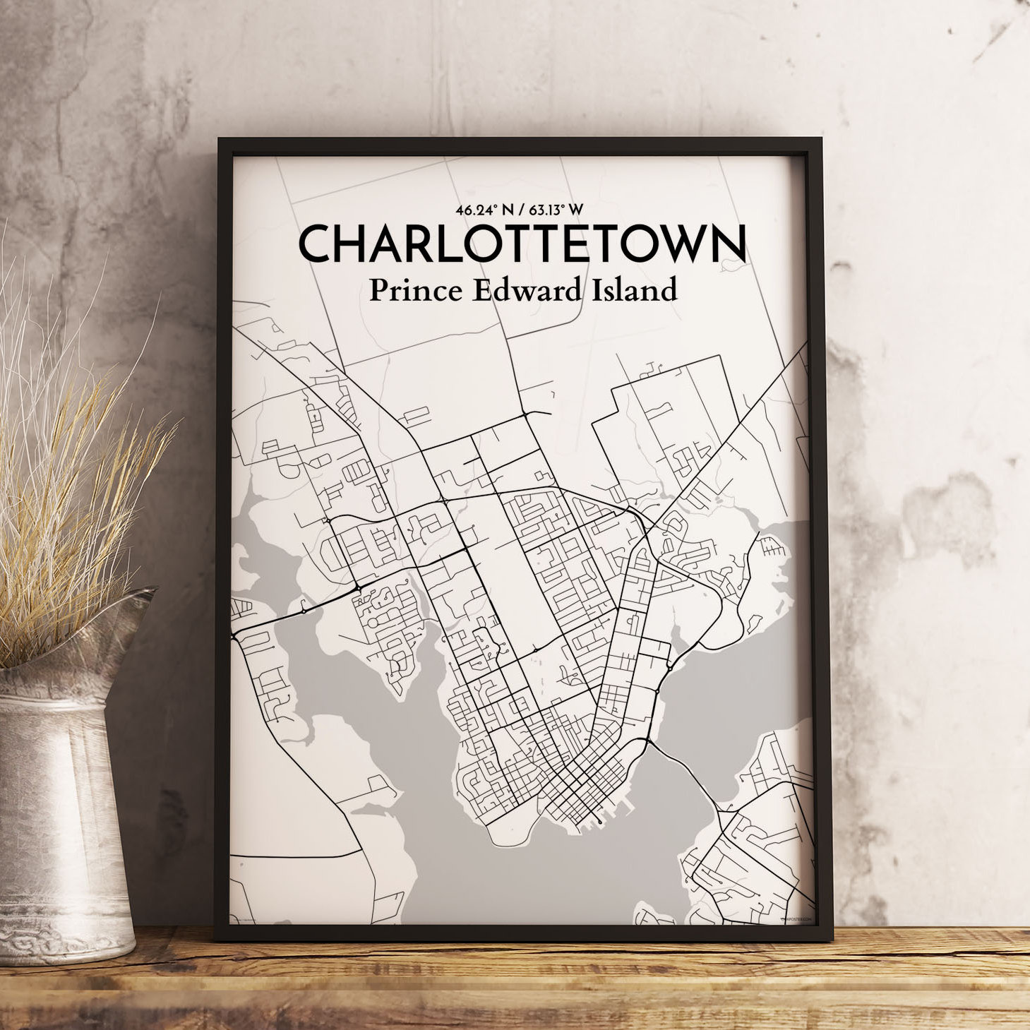 Wrought Studio™ 'Charlottetown City Map' Framed Graphic Art Print ...