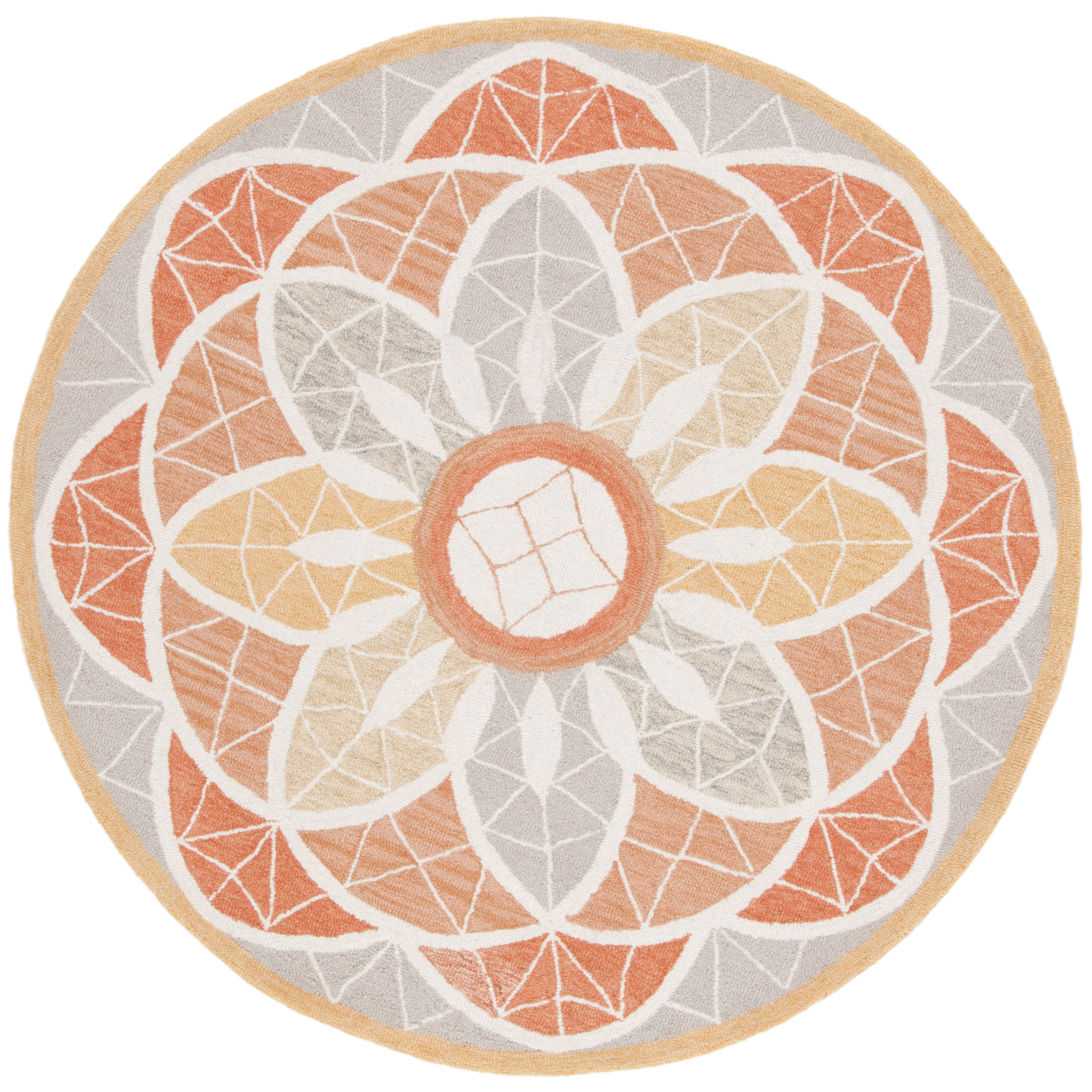 Bungalow Rose Round Shamina Floral Hand Tufted Wool Area Rug in Gold ...