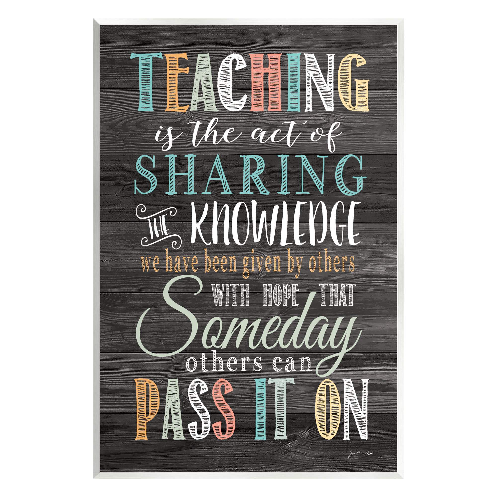 Stupell Industries Teaching Is Sharing Knowledge Rustic Floater Canvas ...