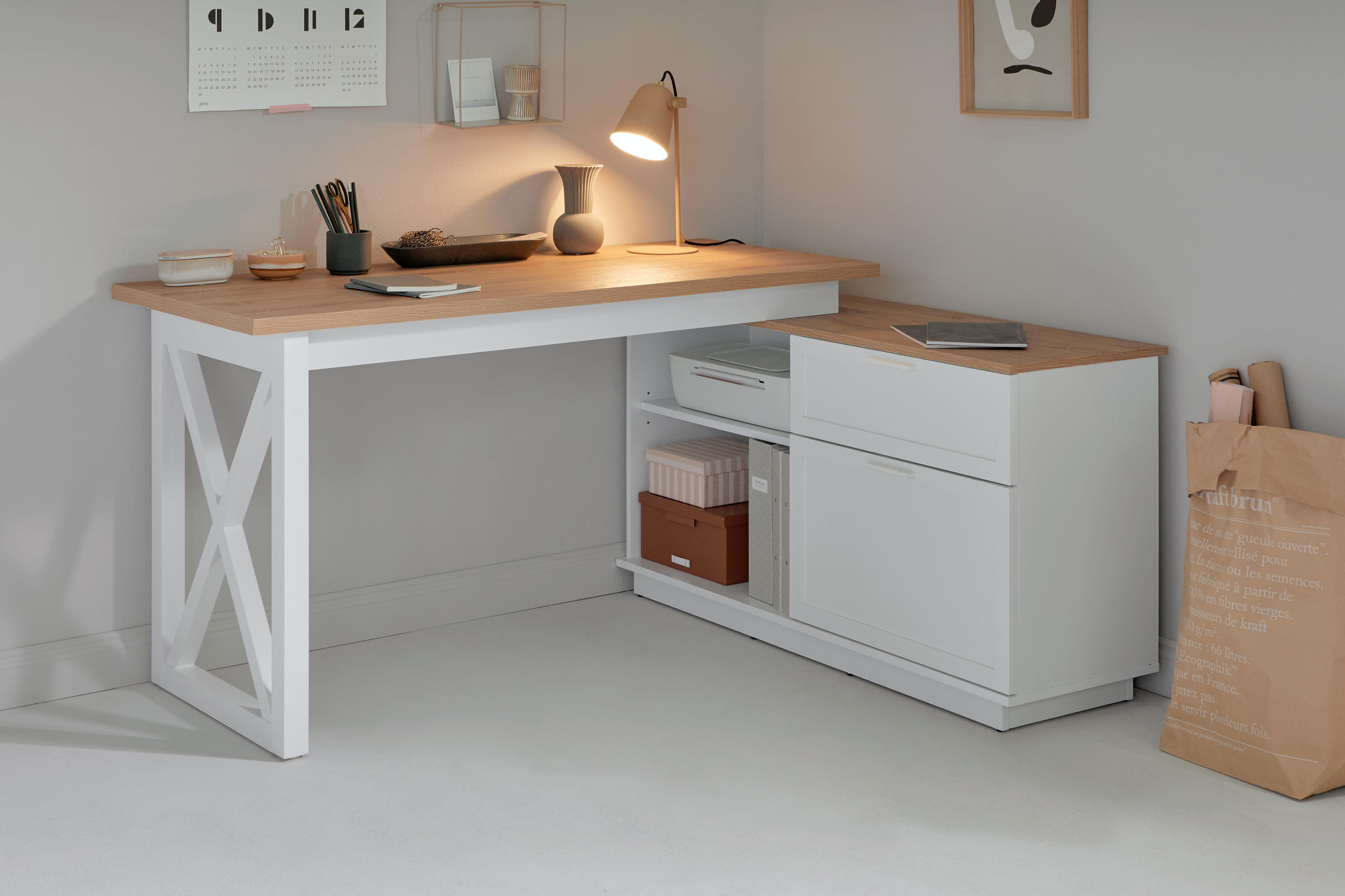 Gracie Oaks CHALET D 155 E L-Shaped Writing Desk & Reviews | Wayfair