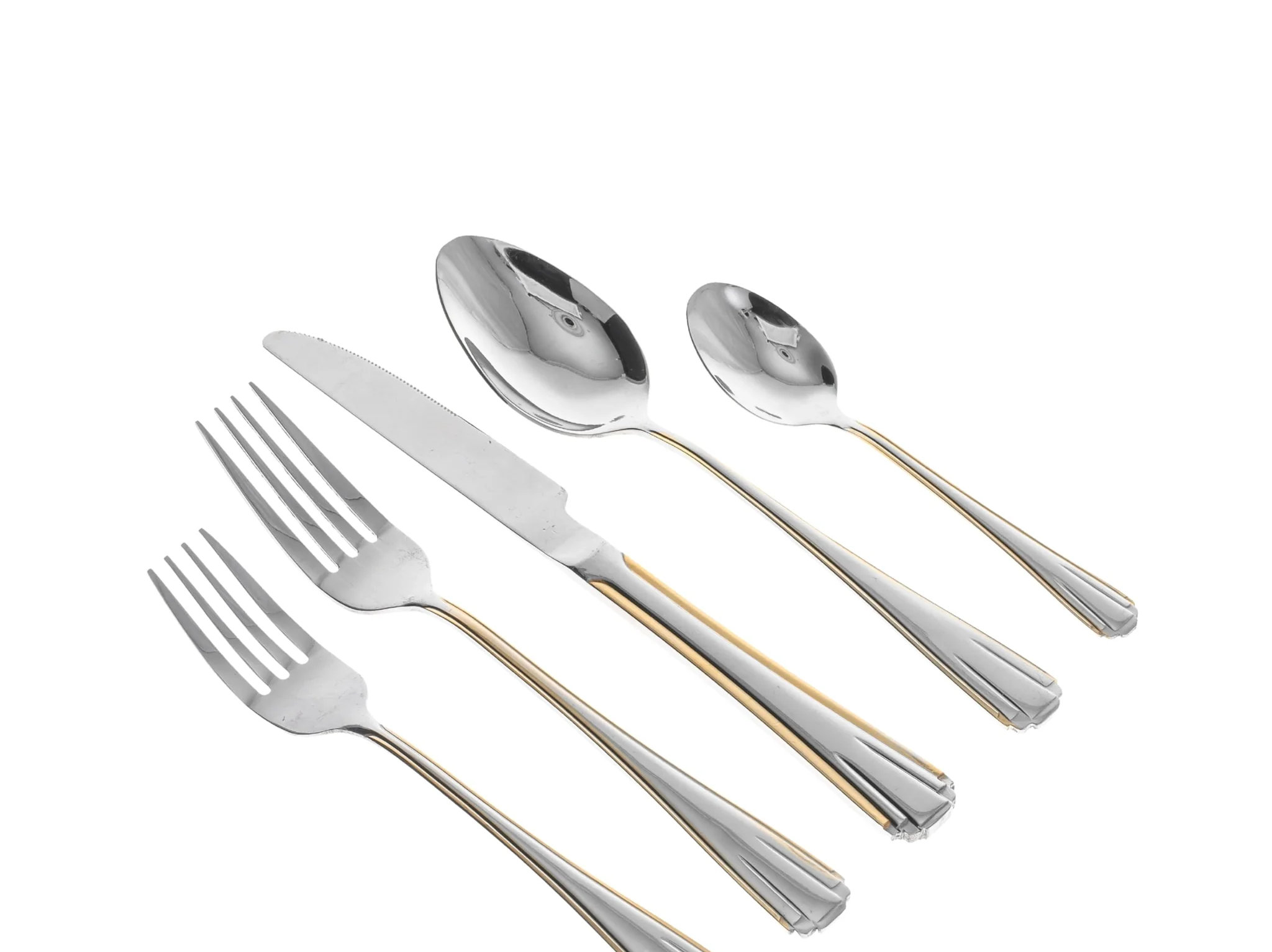 Brayden Studio® 72 Piece Flatware Set - Gold Trim Handles - Stainless ...
