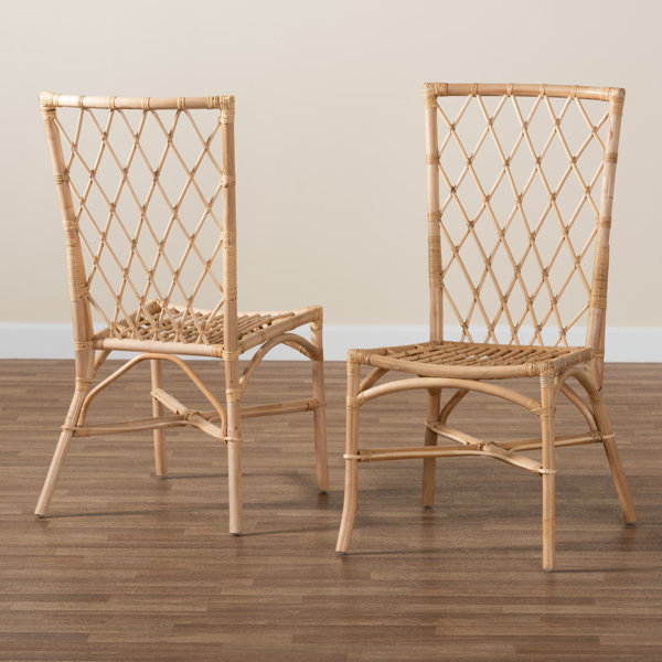 Bayou Breeze Alexzandar Wicker/Rattan Slat Back Side Chair in Natural ...