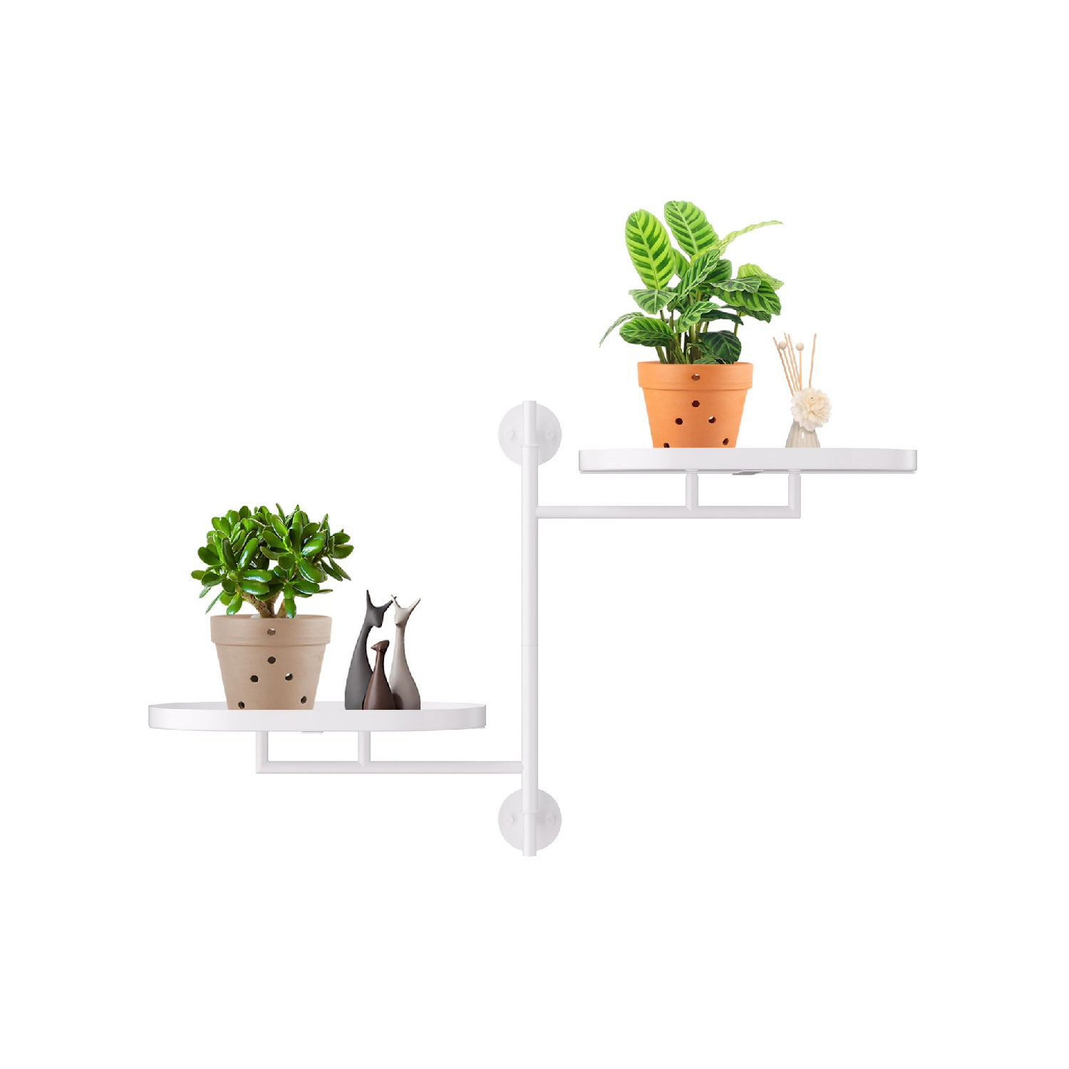 Latitude Run® 2-Tier Metal Rotating Window Shelves For Multiple Plants ...
