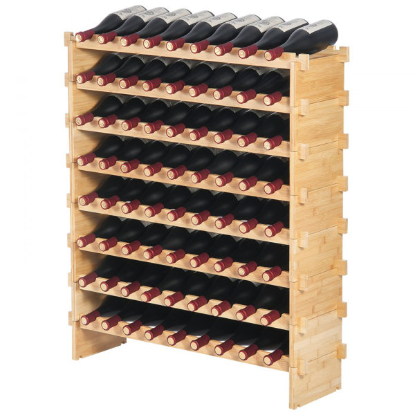 Loon Peak® 72 Bottle Upgrade Modular Wine Rack Bamboo Wood Display ...