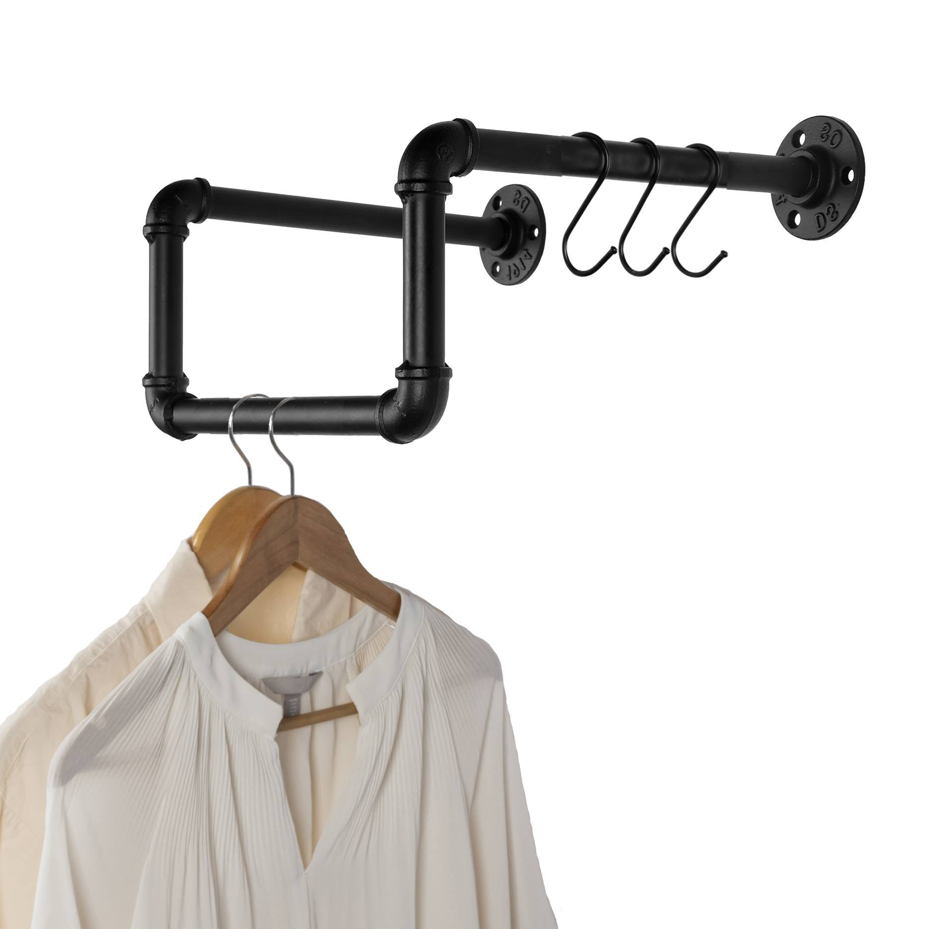 Williston Forge Wall Mounted Clothing Hanging Rack With Hooks - Wayfair ...