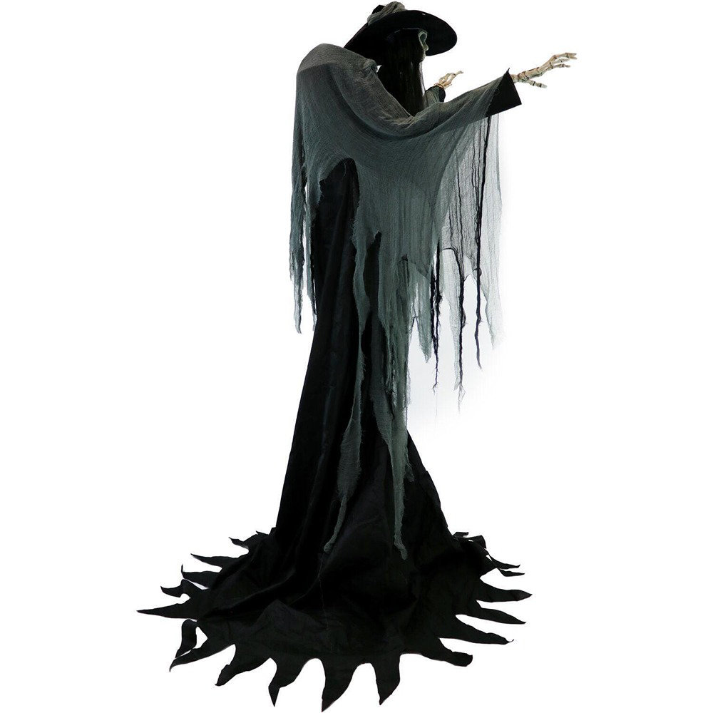Haunted Hill Farm 7.5-Ft Tall Motion-Activated Macabre Skeleton Witch ...