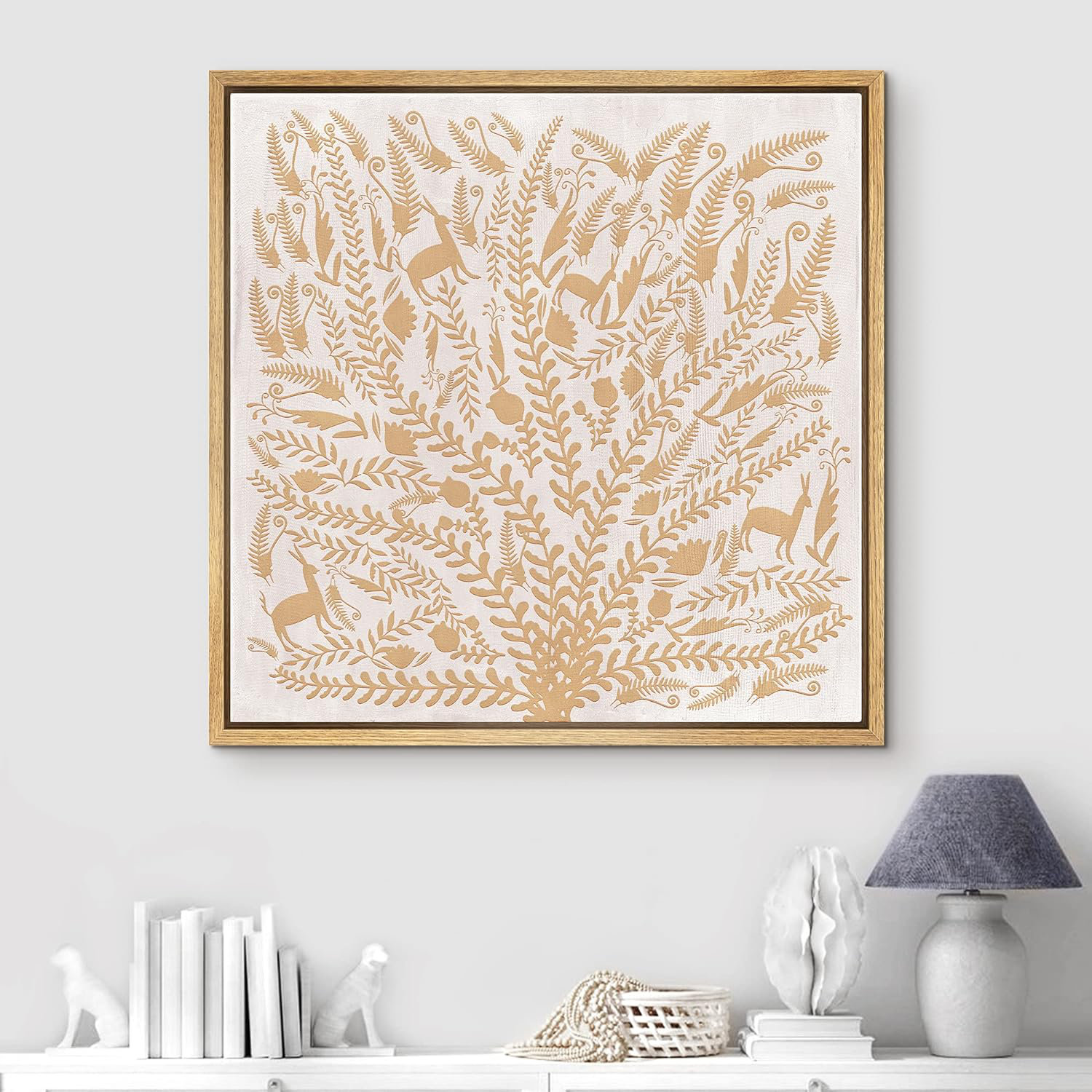 wall26 Brown Fern, Dandelion & Bird Silhouette Collage Floral ...