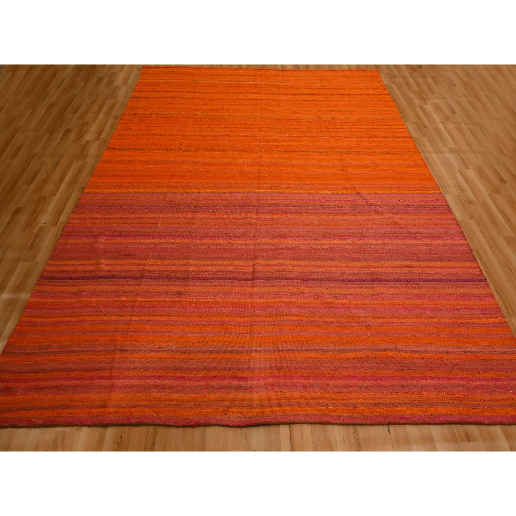 Wildon Home® 8'x10'1" Sunset Colors, Plain Solid Design, Kilim, Wool ...