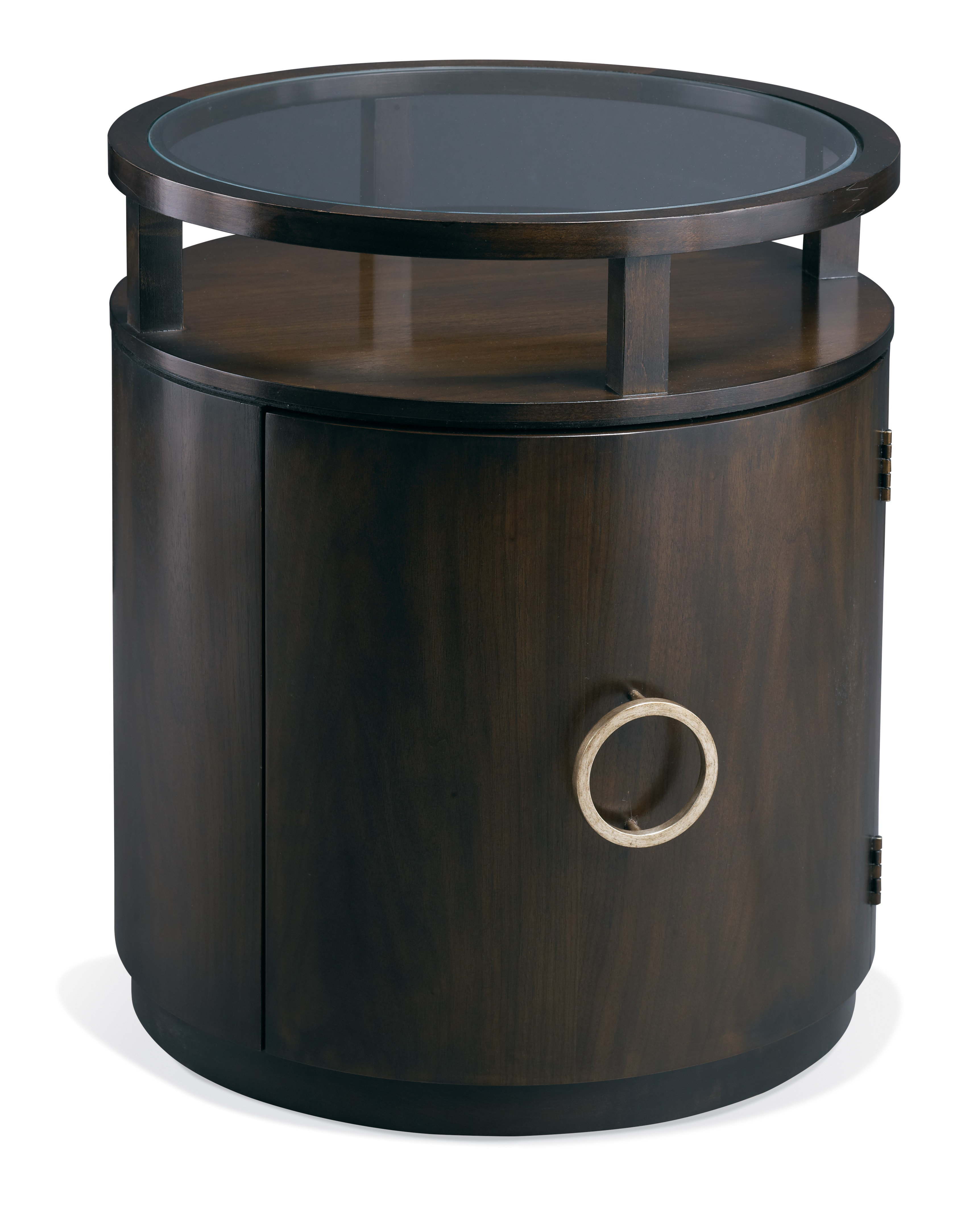 Hickory White Kyle Glass Top Drum End Table with Storage - Wayfair Canada