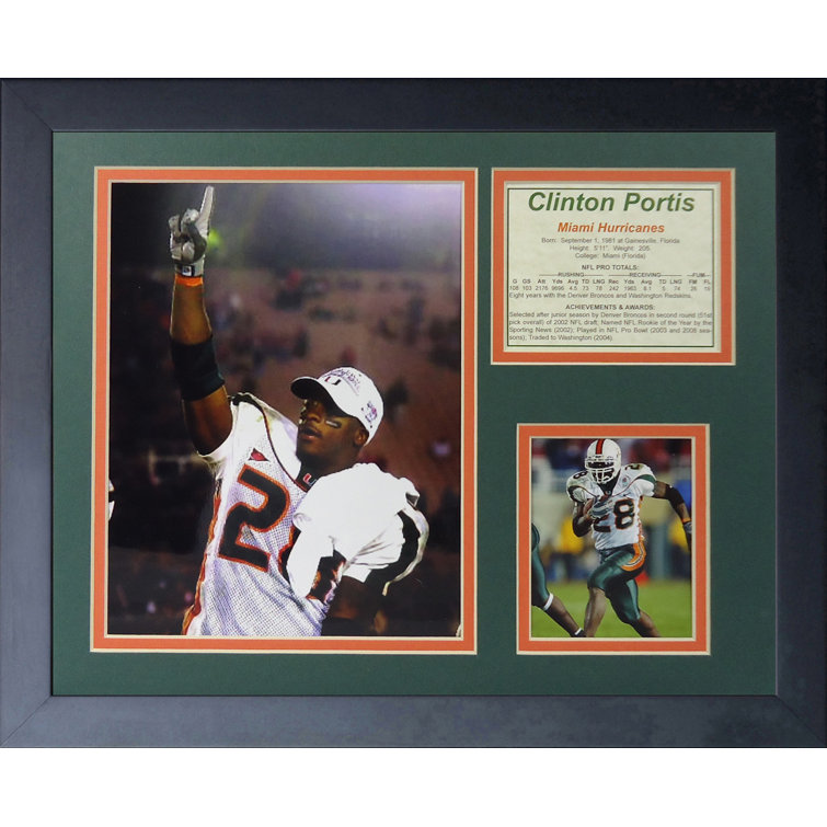 Legends Never Die Clinton Portis - Miami Hurricanes Framed Photographic ...