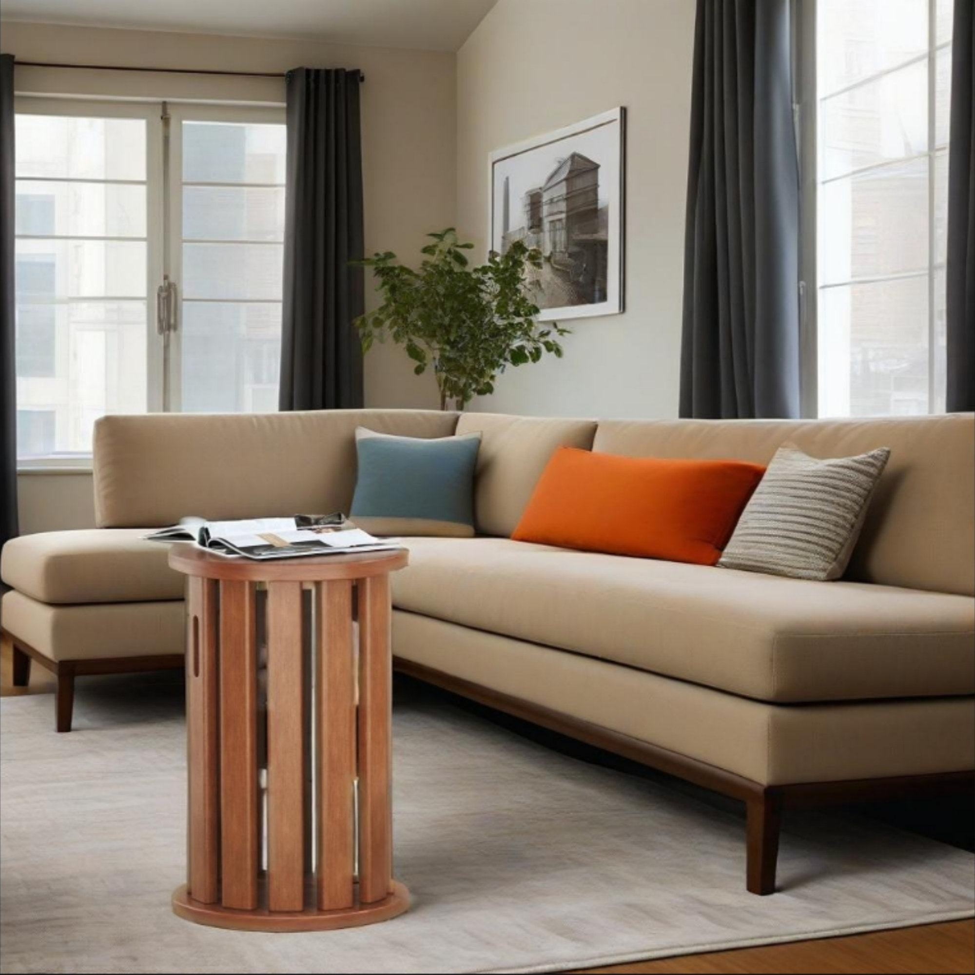 Red Barrel Studio® Side Table, Solid Wood End Table with Wheels ...