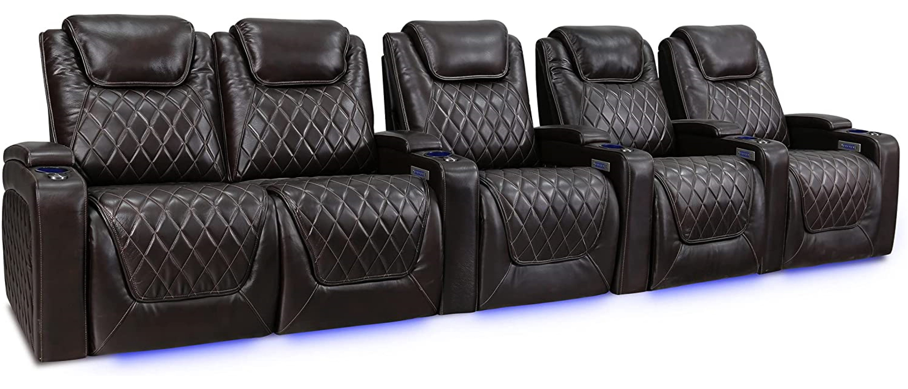 Valencia Theater Seating Leather Home Theater Seating with Cup Holder ...