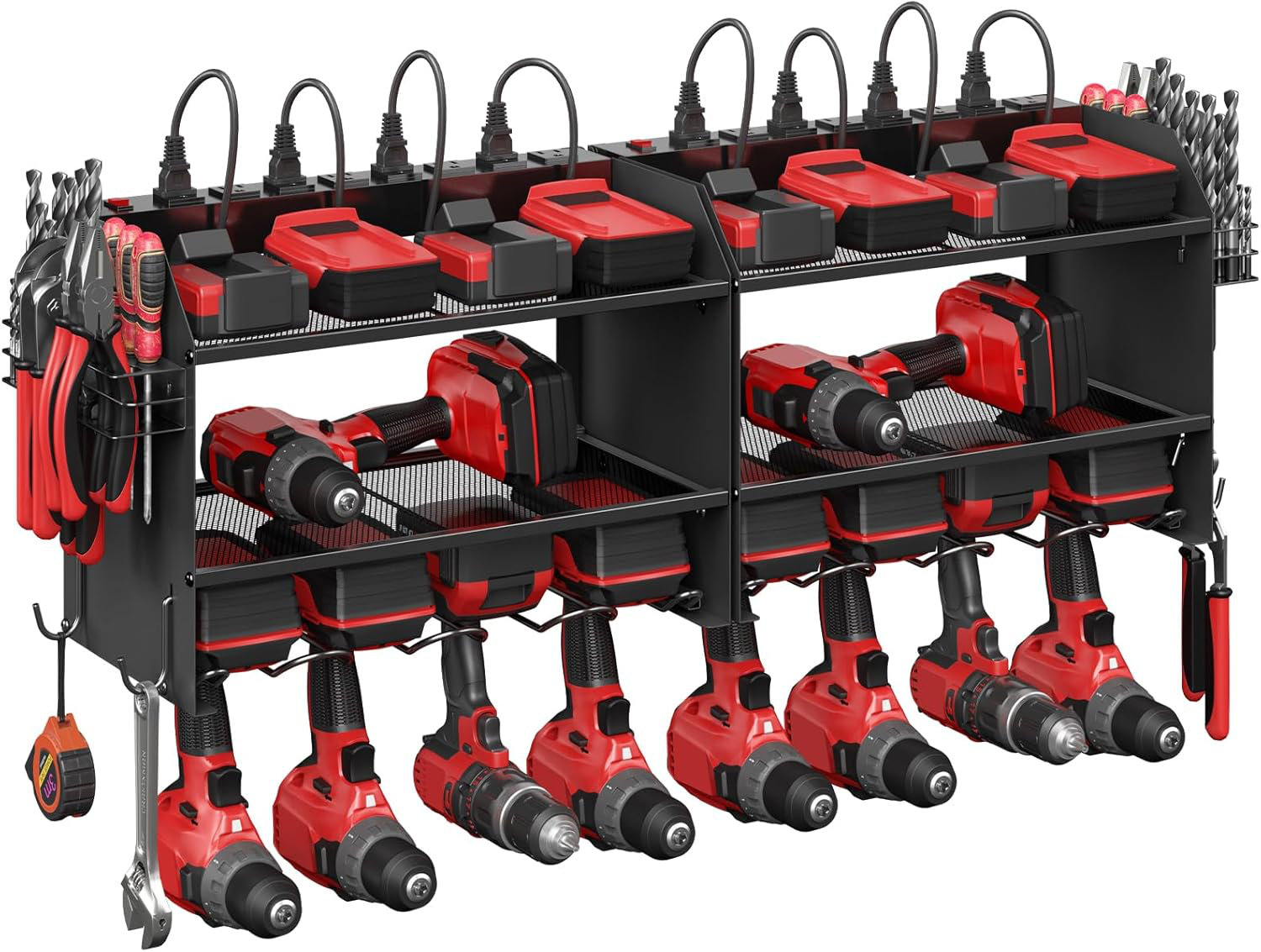 TWDAI Wall-Mounted Power Tool Organizer Station With Charging Outlets ...