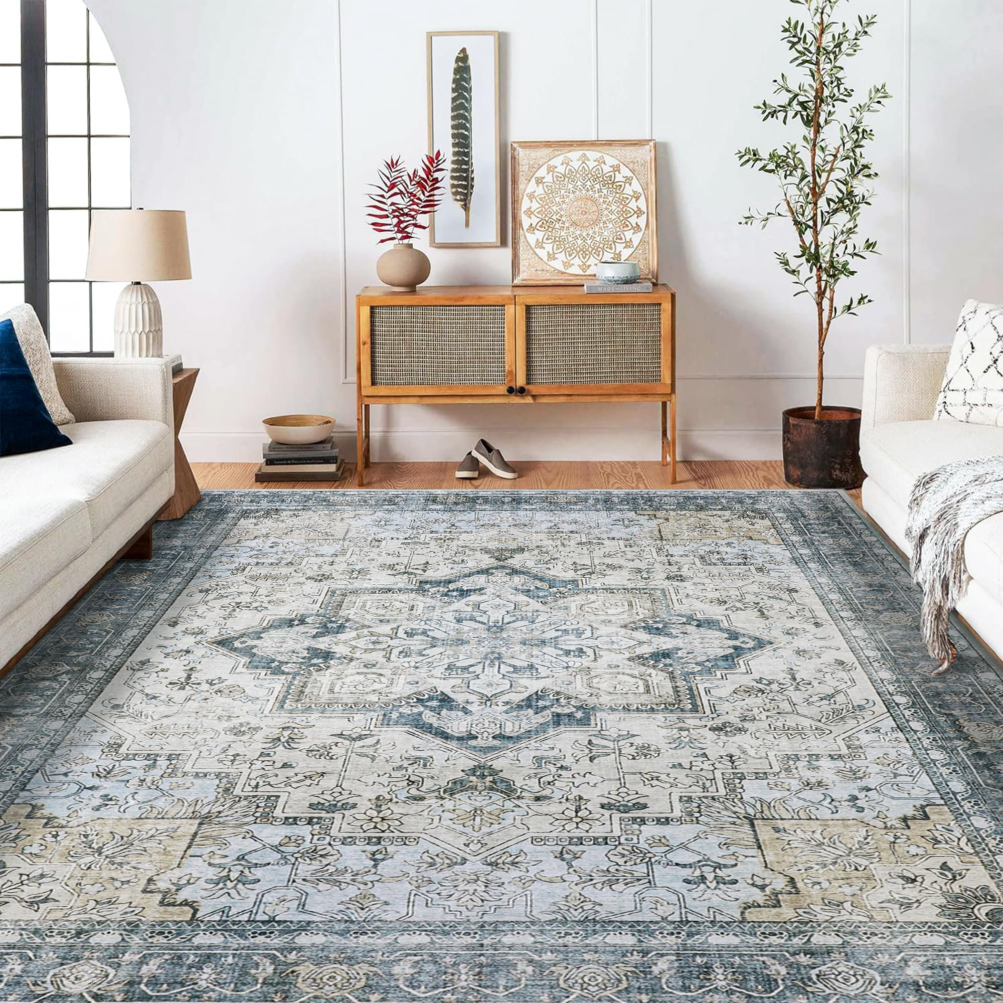 Bungalow Rose Abinante Area Rug for Living Room Machine Washable Rugs ...