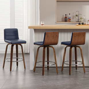 Blue Leather Bar Stools & Counter Stools You'll Love | Wayfair