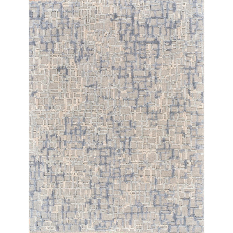 Exquisite Rugs Vista Hand Loomed Geometric Area Rug in Gray/Blue | Perigold
