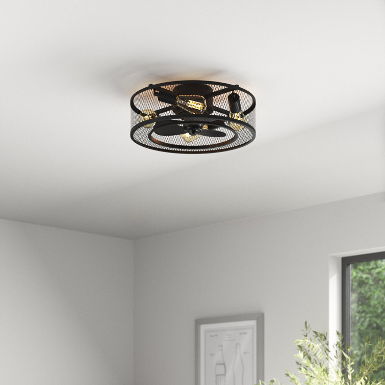 Morelli 18'' 3 - Blade Caged Ceiling Fan With Remote Control And Light ...