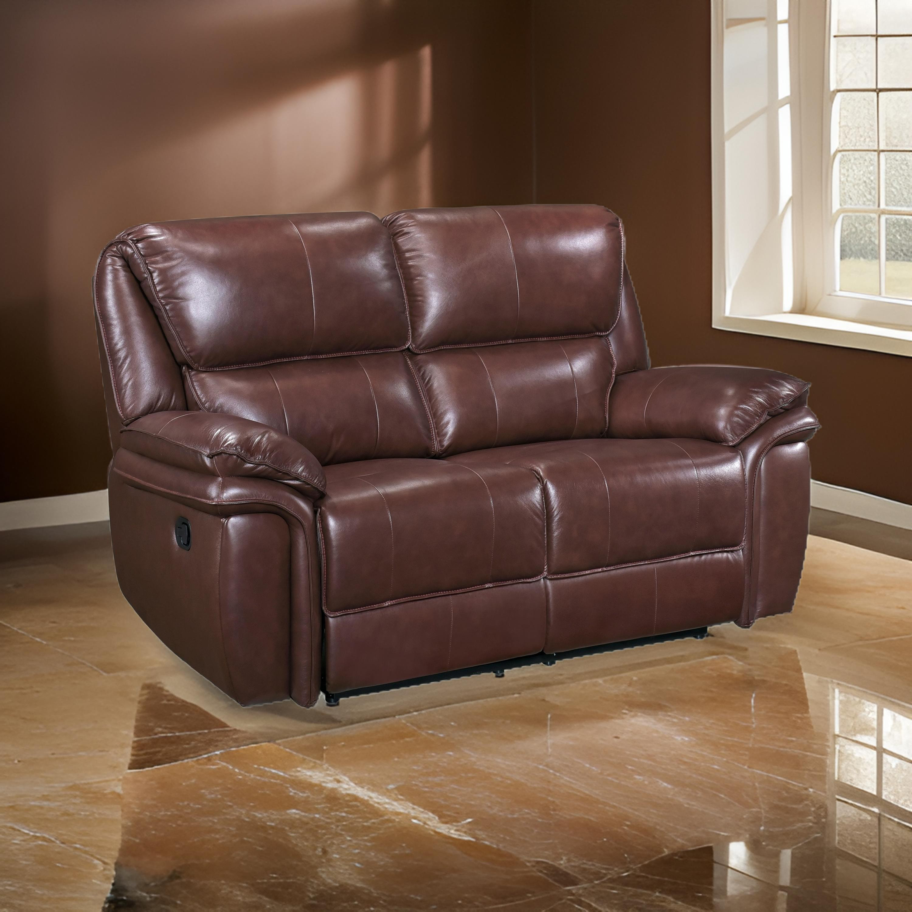 Wildon Home® Jack 87 Inch Manual Recliner Sofa, Brown Top Grain And ...