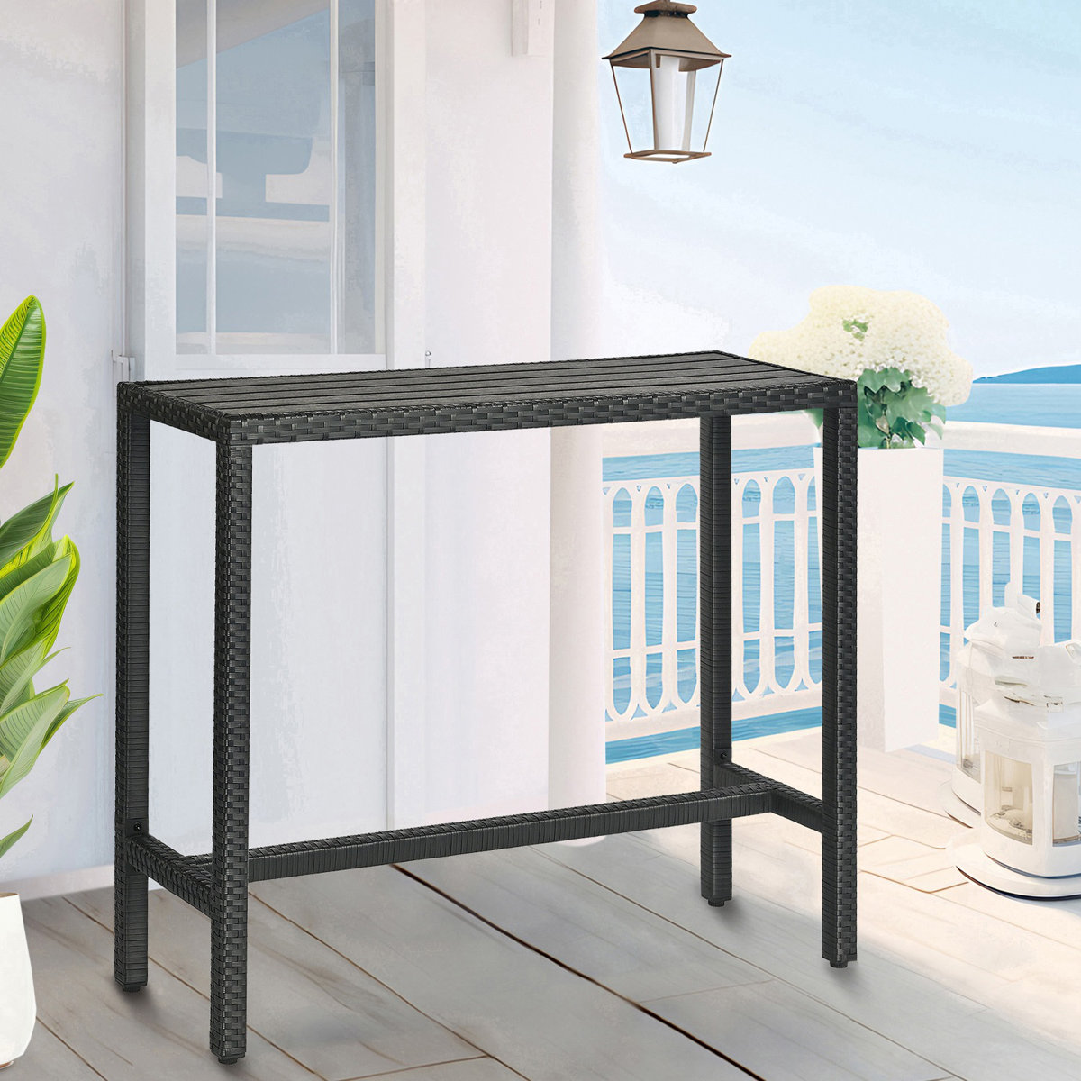 Ebern Designs Outdoor Bar Table, Outdoor Console Table For Patio 45 ...