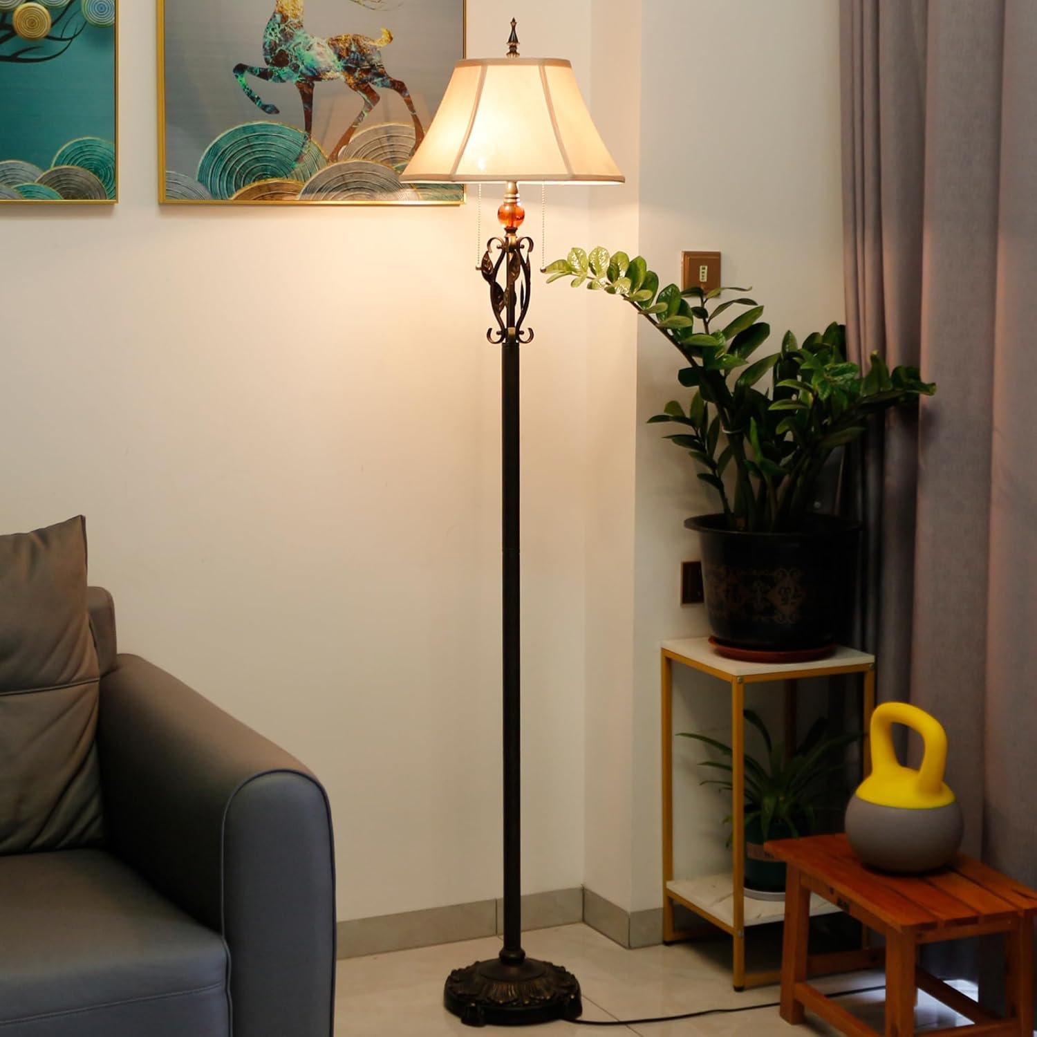 Bloomsbury Market 70 Inch Traditional Rustic Floor Lamp With Antique ...