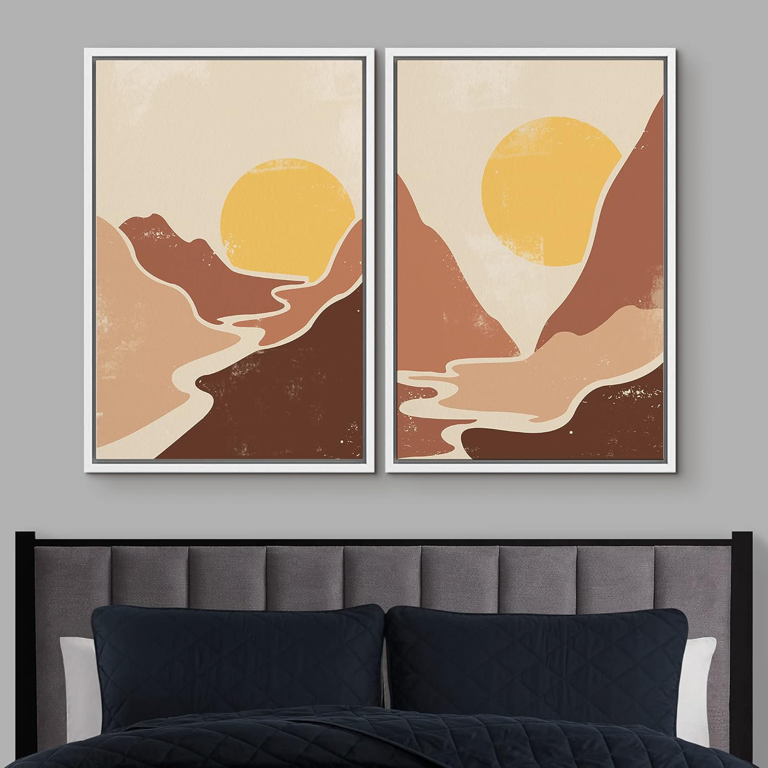 IDEA4WALL Sun and Moon Rising Sun Over The Brown Mountain Valley Nature ...