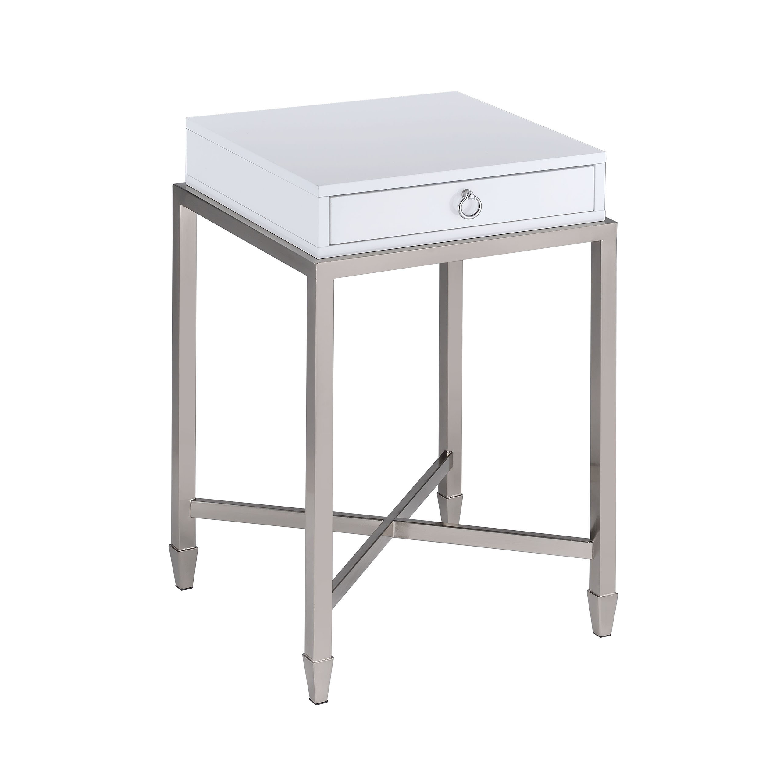 Orren Ellis Warman 1-Drawer Brushed Nickel End Table with Storage | Wayfair