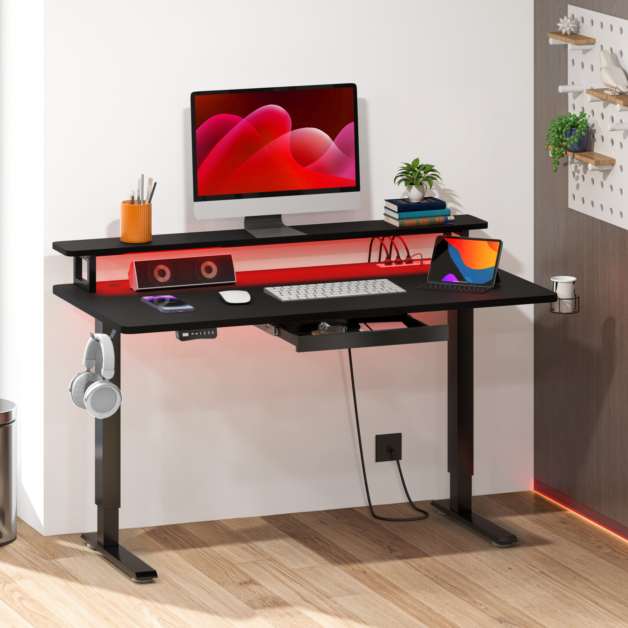 Inbox Zero Electric Adjustable Standing Desk | Wayfair
