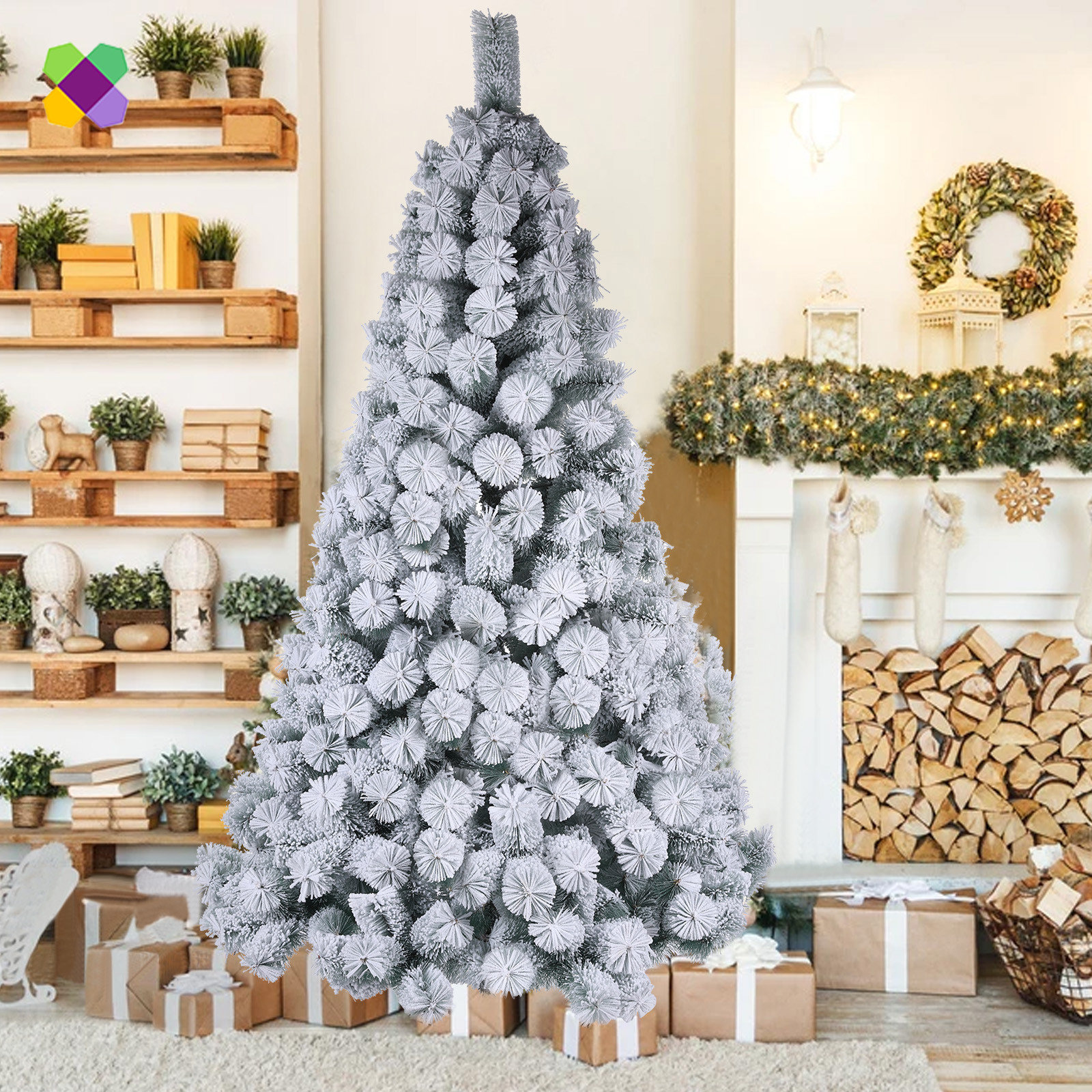The Holiday Aisle® White Cedar Flocked/Frosted Christmas Tree | Wayfair