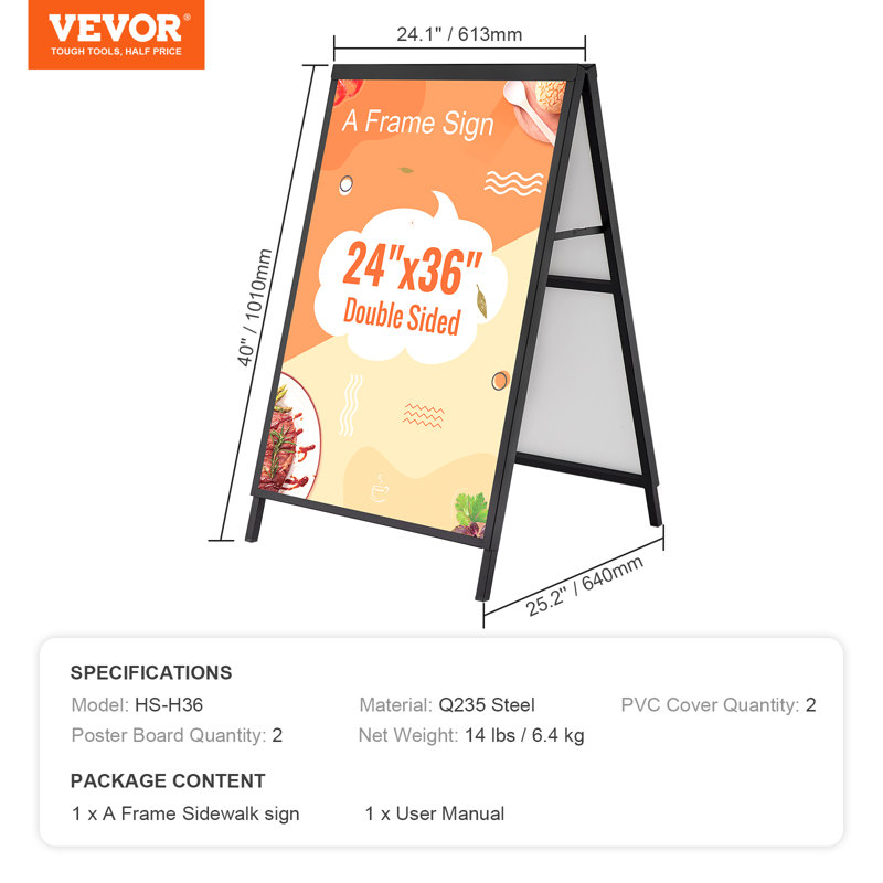 VEVOR Double-Sided Slide-in Signboard Holder | Wayfair