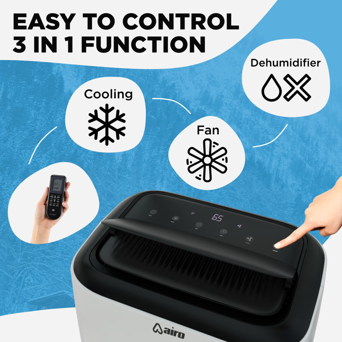 AIRO COMFORT 10000 BTU Portable Air Conditioner with Remote Included ...