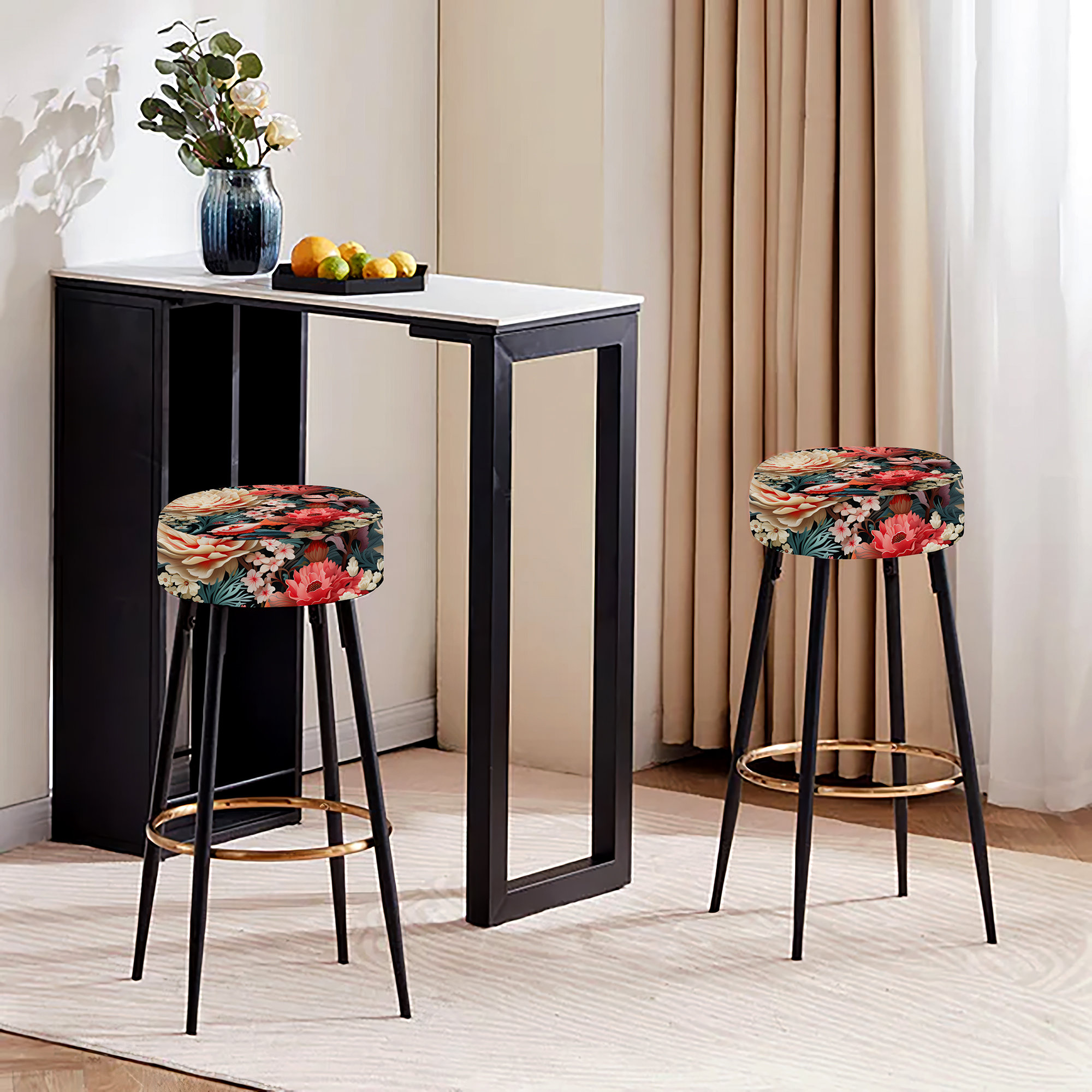 Design Art Coral Crests Tropical Pattern - Tropical Bar Stools Set Of 2 ...