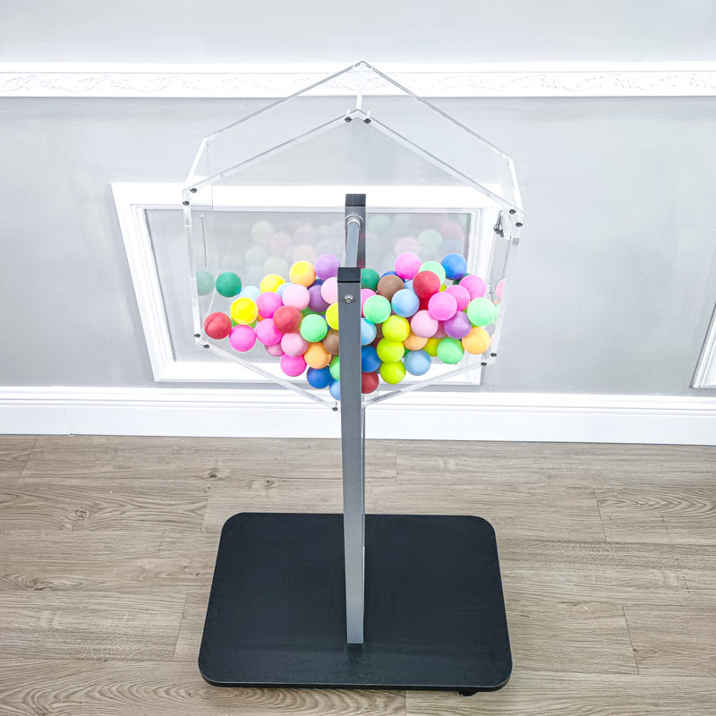 Ebern Designs Acrylic Raffle Drum with Wheels, Floorstanding - Clear ...