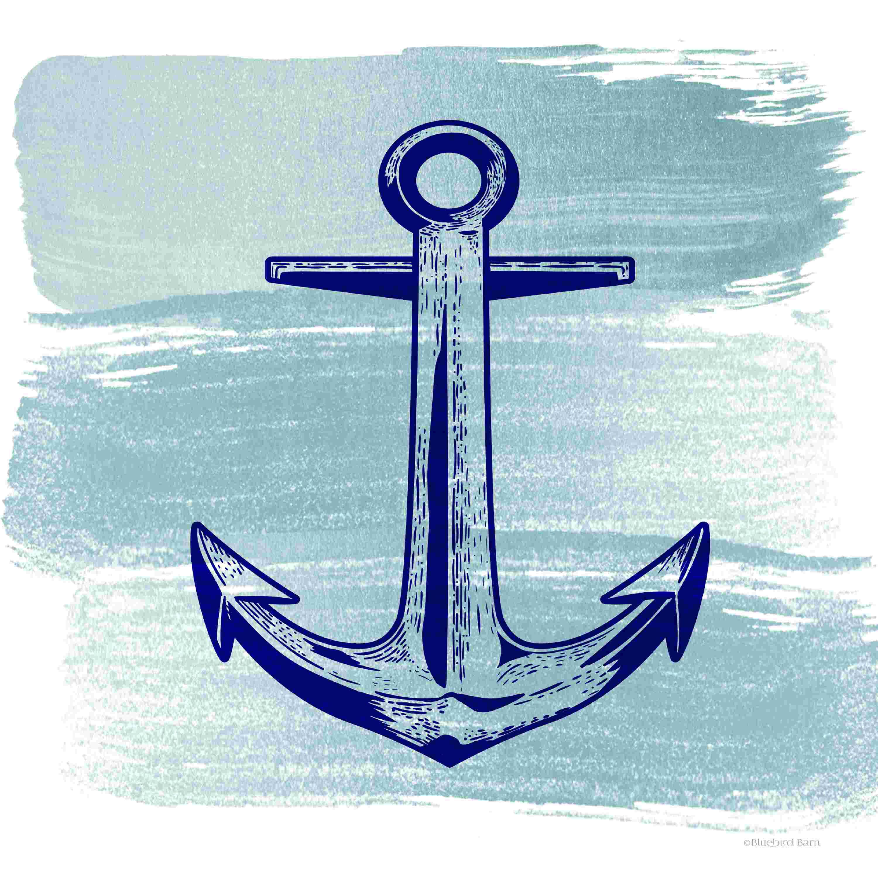 Breakwater Bay Brushed Midnight Blue Anchor On Canvas by Bluebird Barn ...