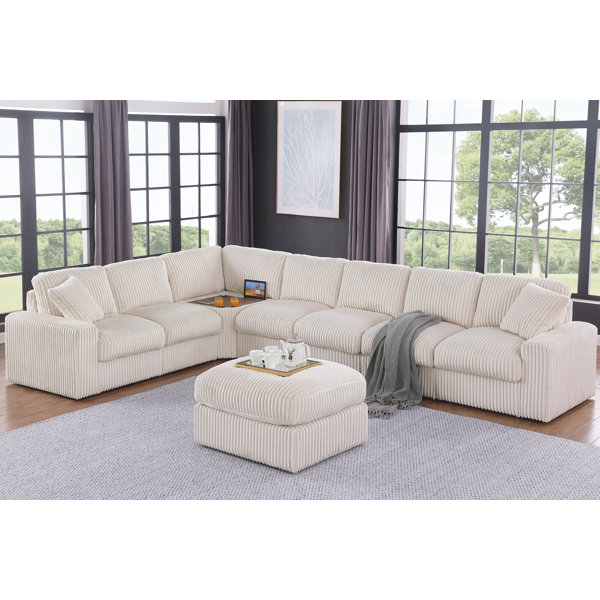 Hokku Designs Olathe Daisy Corner Modular Sectional Sofa With Table ...