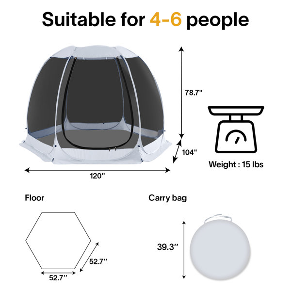 Alvantor Screen House Tent Pop-Up, Portable Screen Room Canopy Instant ...