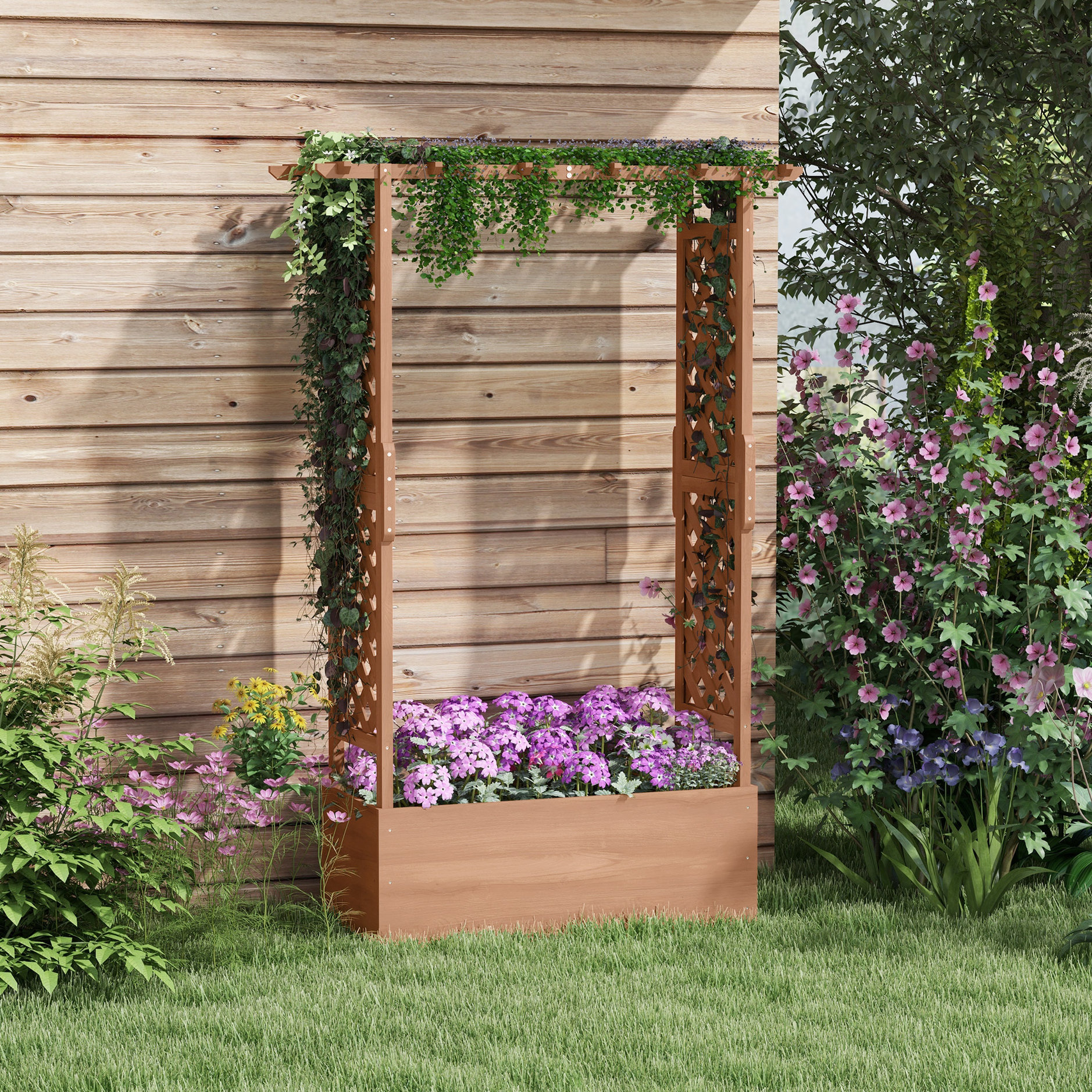 One Allium Way® Raised Garden Bed With Trellis, Versatile Outdoor Wood ...