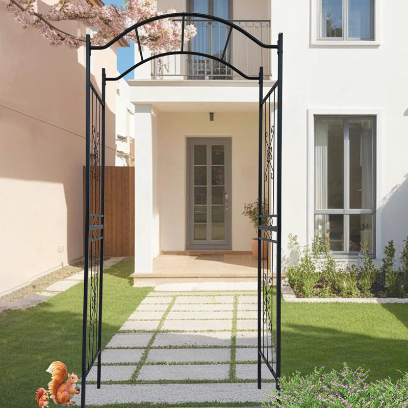 Lark Manor™ Metal Garden Arch with black powder coated 3.6ft Length ...