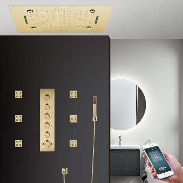 FontanaShowers Fontana Venice 20 Inch Phone Controlled Thermostatic LED ...