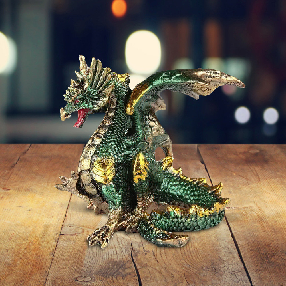 Trinx Jayliyah 3.75"W Green Dragon Figurine Unique Gifts | Wayfair