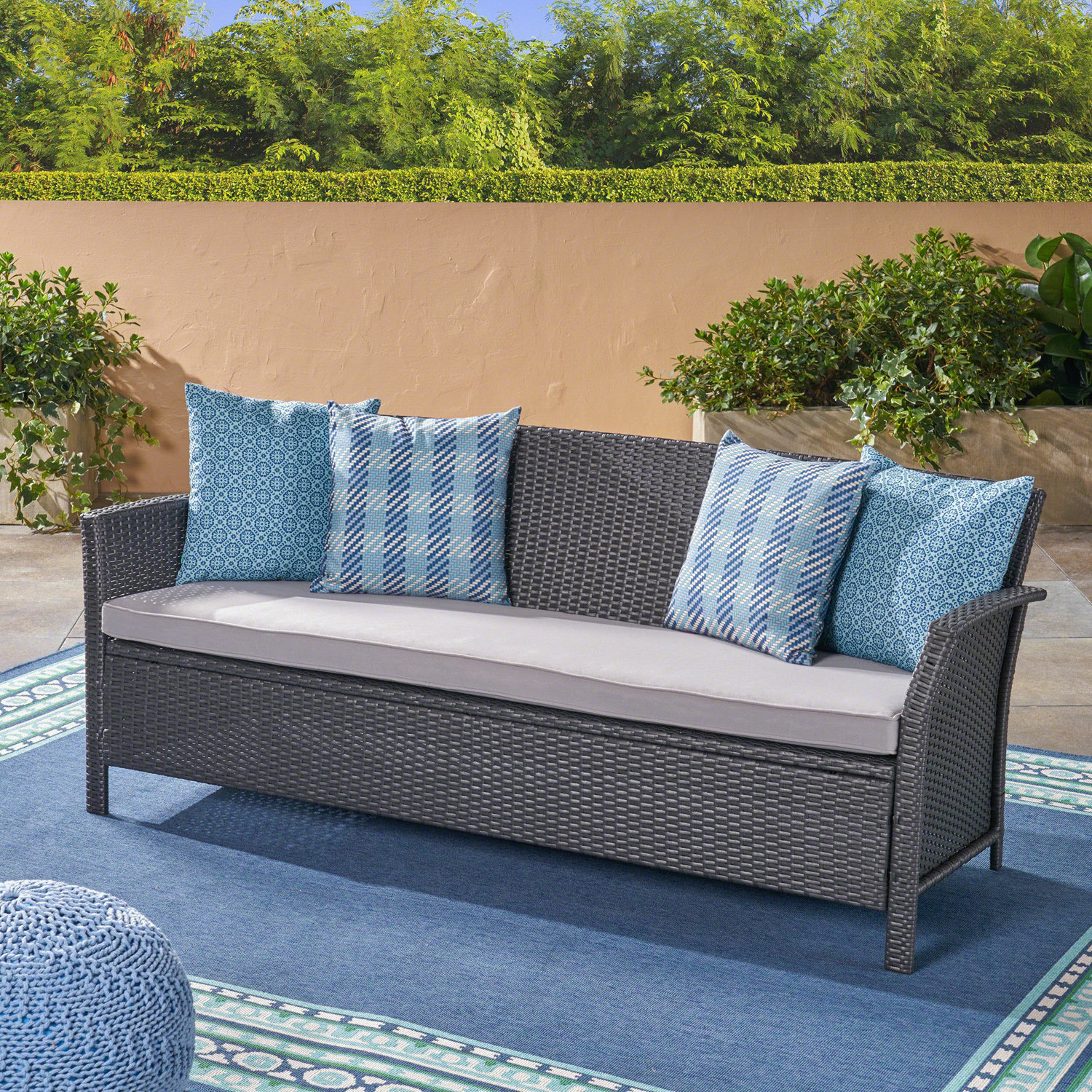 Lark Manor™ metal frame Outdoor Patio loveseat with Rattan and soft ...