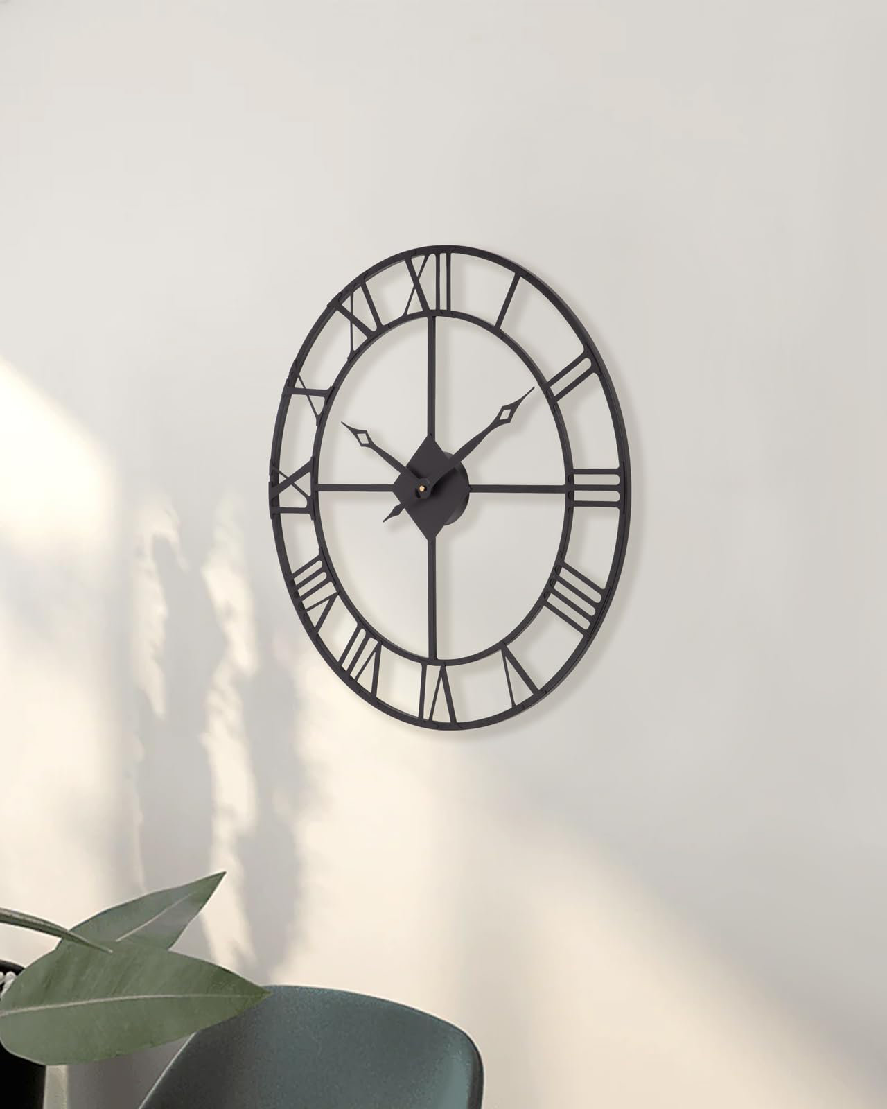 17 Stories 18" Vintage Farmhouse Large Roman Numeral Wall Clock, Black ...